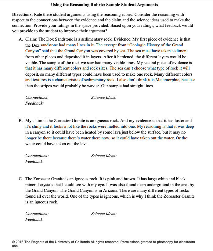 How can you support student use of reasoning in a scientific argument ...